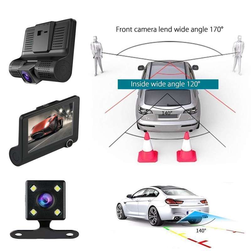 Promo Dash Cam Mobil Dvr 3 Cameras 170 ° Wide Angle F 1080p 4-inch ...