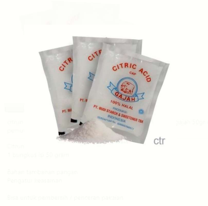 Jual Citrun Citrica Acid Cap Gajah 50gr Asam Sitrat Citrun Acid Cap ...