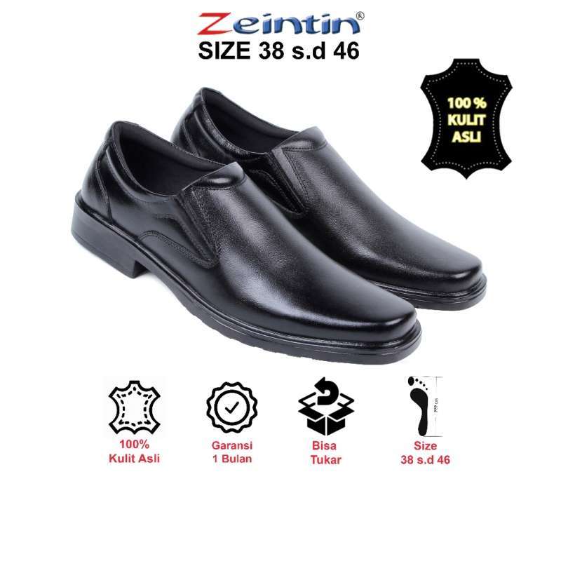 Promo Sepatu Pantofel Hitam Pria BIG SIZE Formal Kantor Leather Premium ...