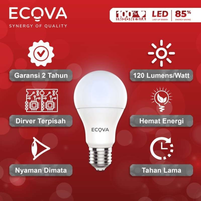 Jual Lampu Bohlam Led Ecova Tipe A Bulb E27 15w 15watt 220v Sni ...