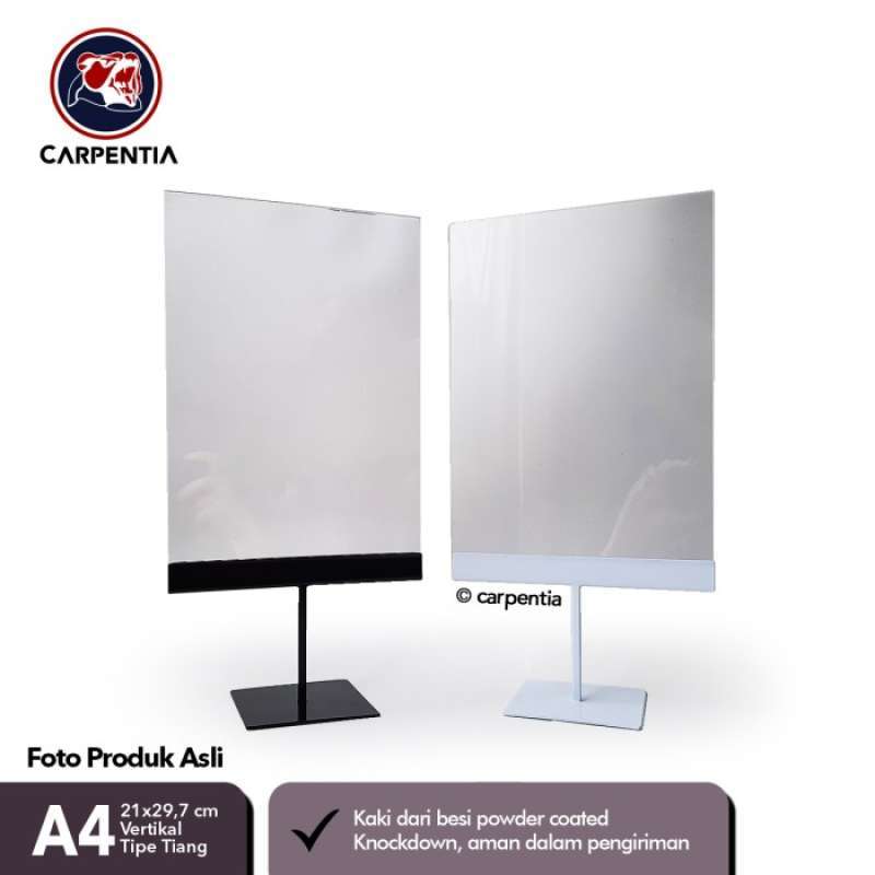 Jual Carpentia Stand Akrilik Kaki Besi /tiang A4 Vertikal 21x29,7cm ...