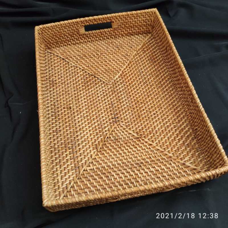 Promo tray nampan baki rotan/tray rattan/nampan anyaman rotan brown ...