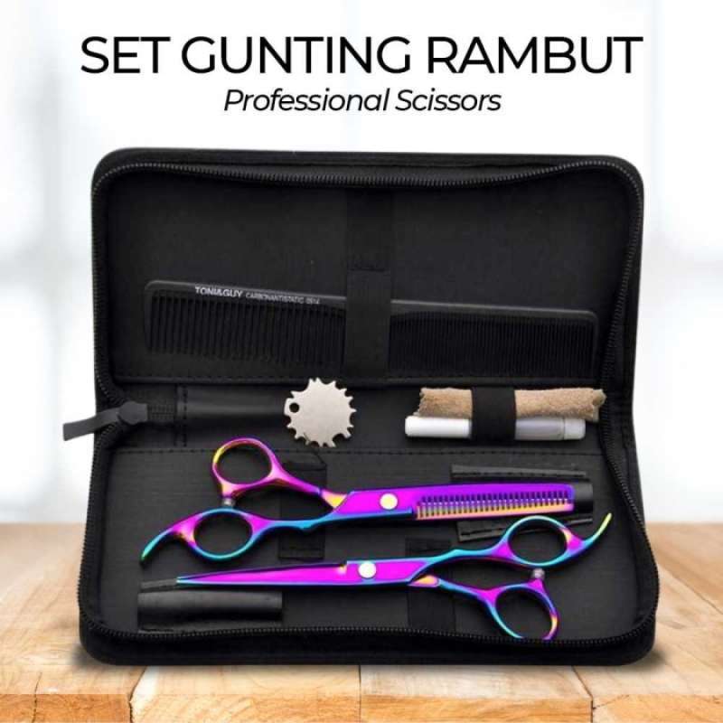Jual Gunting Potong Rambut Set Alat Cukur Gunting Sasak Sisir Salon ...
