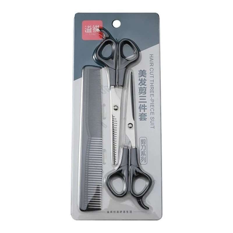 Jual Set Alat Potong Rambut Gunting Sisir Set 3 Warna Lengkap stainless ...
