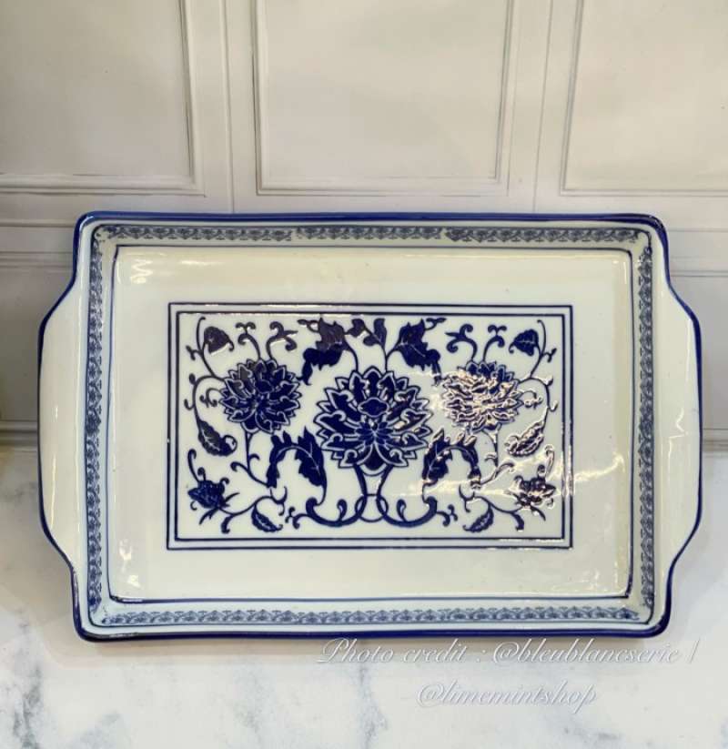Promo Nampan / Tray Keramik Biru Putih 32x20x4cm Diskon 23% di Seller ...
