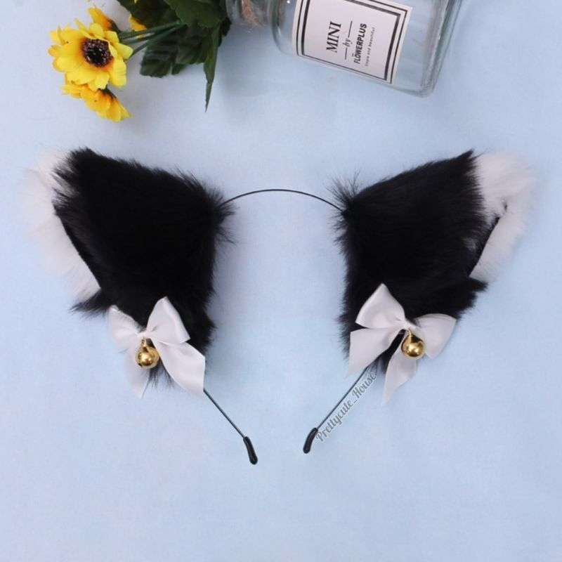 Jual Bando Kucing Lonceng Nekomimi Gradasi 3 Warna - White Gradient Di ...