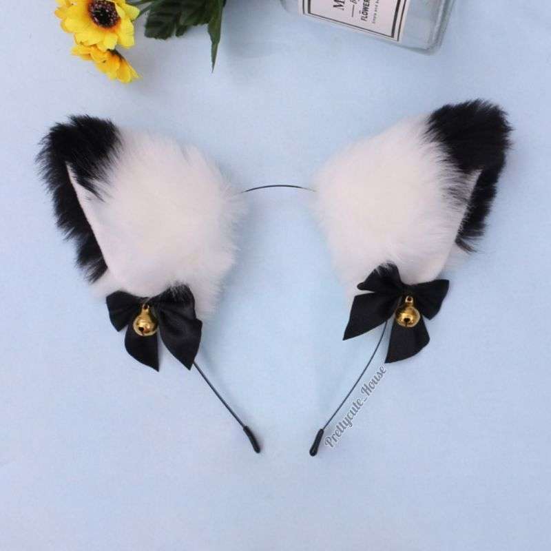 Jual Bando Kucing Lonceng Nekomimi Gradasi 3 Warna - White Gradient Di ...