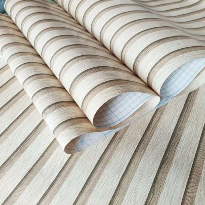 Jual Wallpaper Stiker Dinding Kayu Putih Tulang Garis Abu Elegan