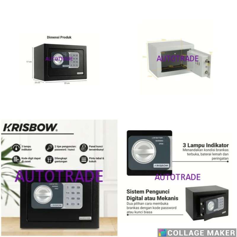 Promo KRISBOW BRANKAS BESI MINI 17NEF 1/3MM 4,6 LTR SAFETY BOX STEEL ...