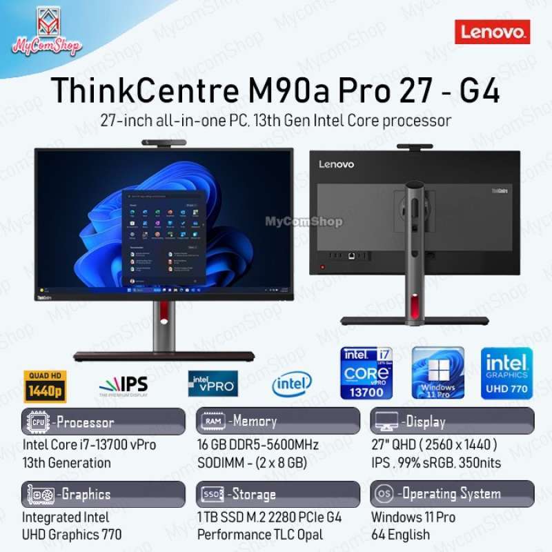 Jual Pc Aio Thinkcentre M90a Pro Gen 4 I7-13700 16gb 1tb Intel Uhd 27 ...