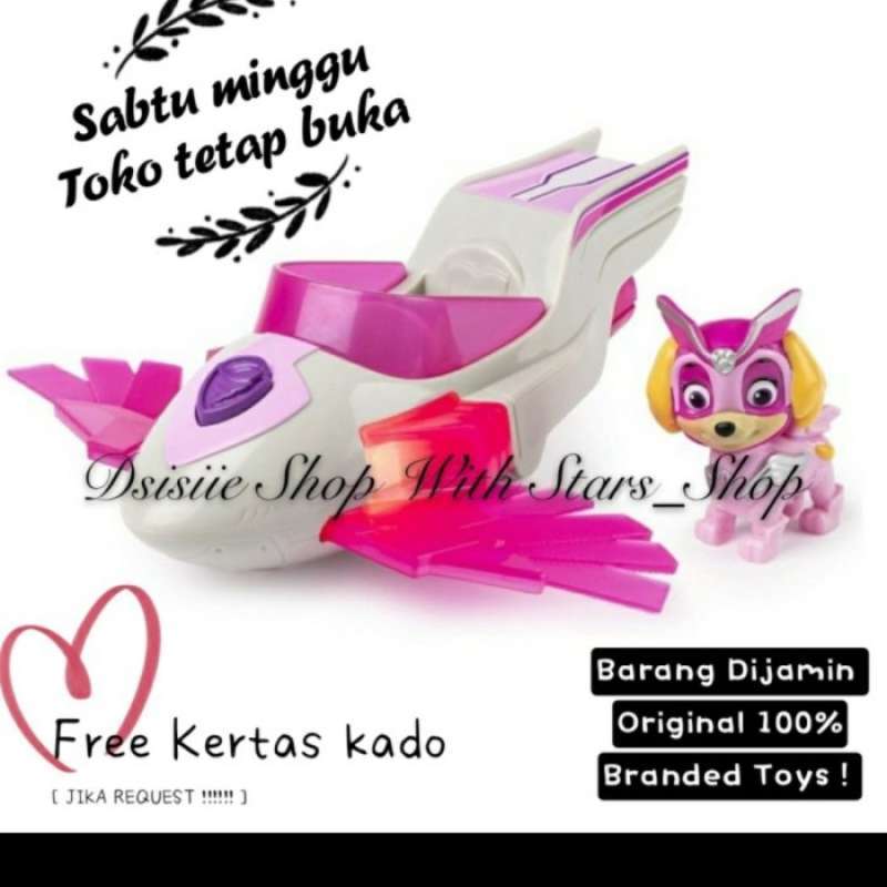 Promo Paw Patrol Mighty pups Paws Skye Figure With Deluxe Vehicle Ori ...