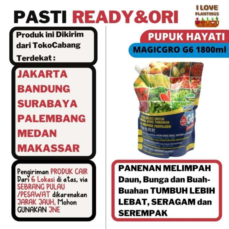 Promo Pupuk Organik MAGICgro G6 Untuk Segala Jenis Tanaman Pouch 1800ml Diskon 9% di Seller ...