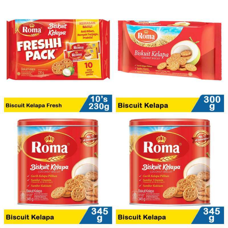 Jual Roma Biscuit Kelapa 345g / 345gr / 345 Gram Coconut Biscuit Snacks ...