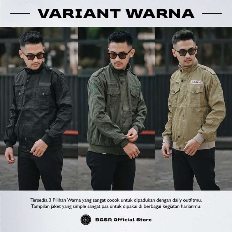 Promo Jaket Pria Bomber Jacket Windbreaker Tebal Adem Ruby Us Army Bgsr - Hijau, Xl - L Hijau ...