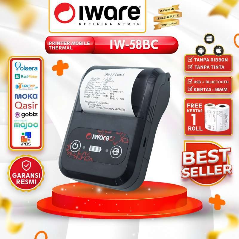 Promo Printer Thermal Bluetooth Iware Mp-58bc (type-c With Battery ...