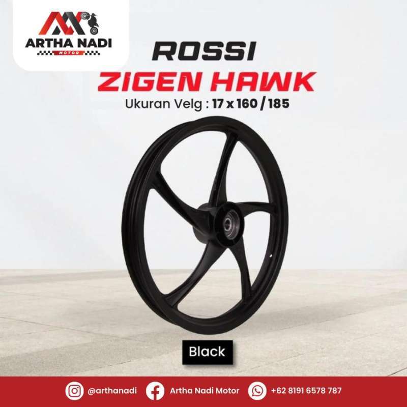 Jual Velg Supra Palang 5 Rossi Zigen Hawk Ukuran Lebar 160/185 Hitam Di ...