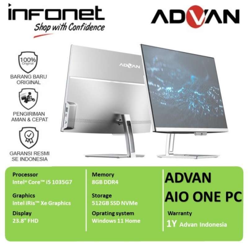 Promo Advan All In One Pc Aio One Pc I5 1035g7 16gb 512gb Iris 23.8 Win11 Diskon 23% Di Seller ...