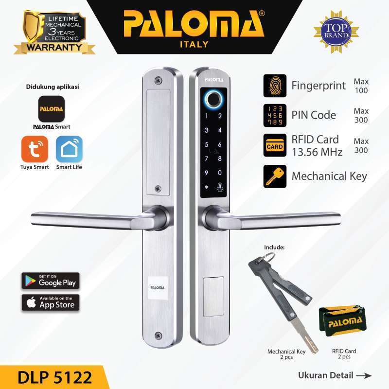 Promo Paloma Dlp 5122 Digital Lock Smart Slim Door Frame Aluminium Wifi ...