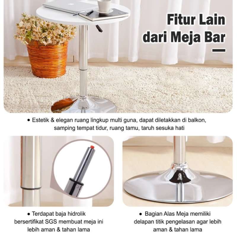 Promo Meja Bar Hidrolik Bahan Besi Mdf Diameter 60cm Meja Cafe Murah ...