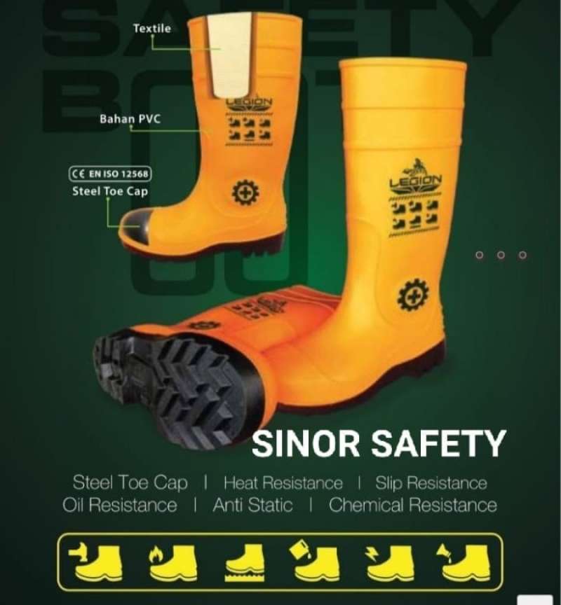 Promo Sepatu Boot Rubber Safety Legion Karet Ujung Besi Steel Toe ...