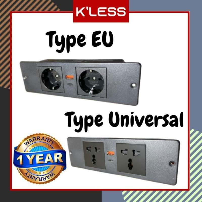 Jual Stop Kontak Tanam Meja / Nakas / Hotel 2 Usb Type C / A - 2 Socket ...
