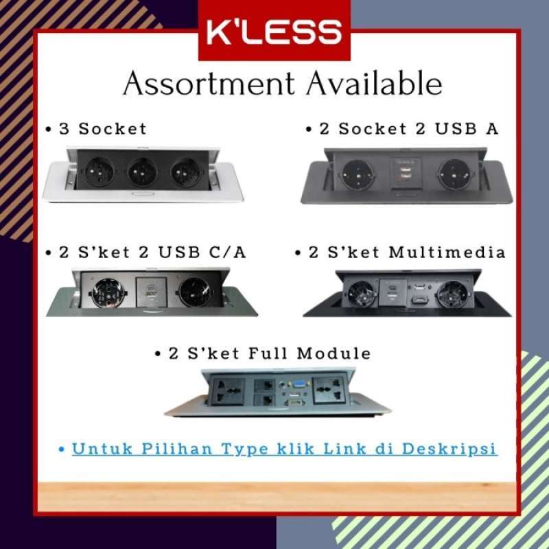 Promo Stop Kontak Meja Meeting 3 Socket Soft Touch Pop Up System ...