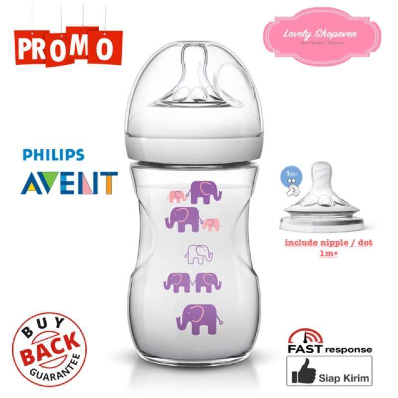 Jual Philips Avent Natural Elephant Bottle Girl Botol Susu 260ml 260 Ml ...