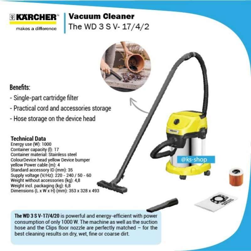 Promo Karcher Mv3 Wd3 Mv3 Wd 3 Premium Wet & Dry Vacuum Cleaner Promo ...