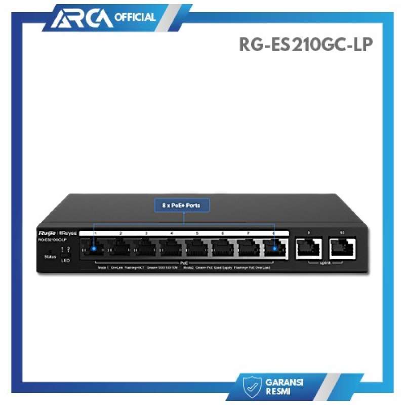 Promo Poe Switch Ruijie Reyee Rg-es210gc-lp 10 Port Gigabit Cloud ...