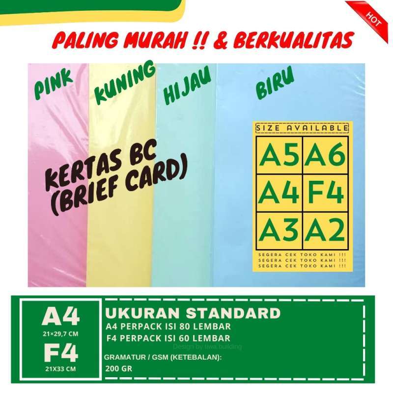 Jual Kertas Bc/kertas Brief Card/kertas Manila/kertas Undangan Aneka ...
