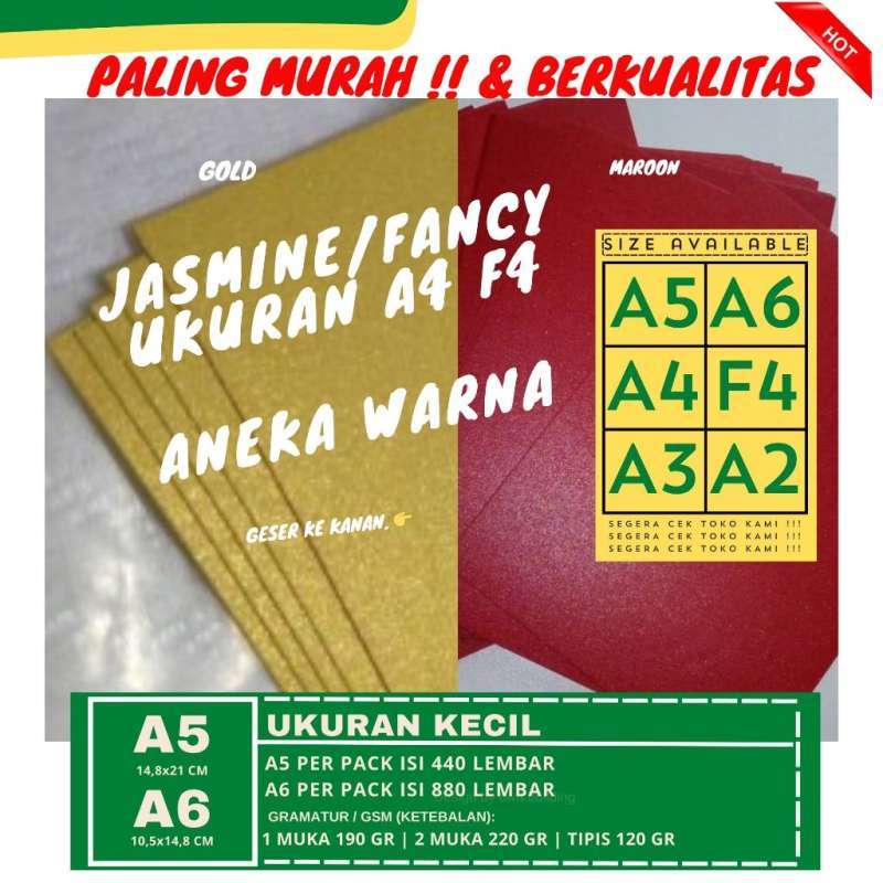 Jual Kertas Jasmine/kertas Fancy Aneka Warna A5 & A6 Perpack Isi 440 ...