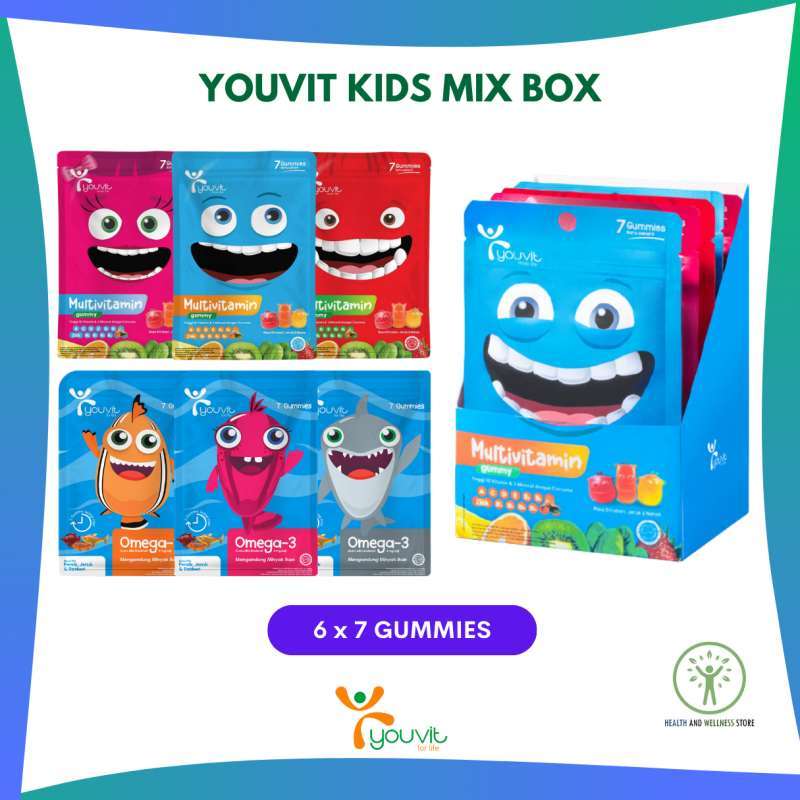 Jual Youvit Kids Mix Box Multivitamin Anak Dan Omega Anak 7 Gummies 6 ...