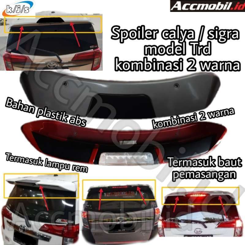 Jual Spoiler Toyota Calya Trd Plastic Dengan Lampu - Scarlet Red New ...