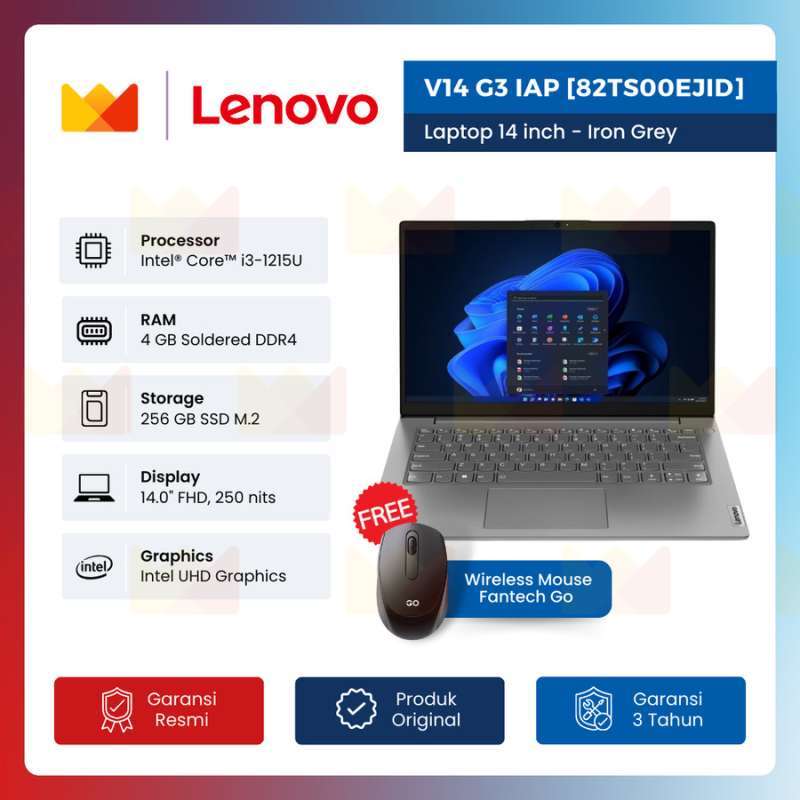 Jual Lenovo Laptop V14 G3 Iap I3 1215u 4gb 256gb 14 Ssd Iron Grey Di Seller Raja It Surabaya ...