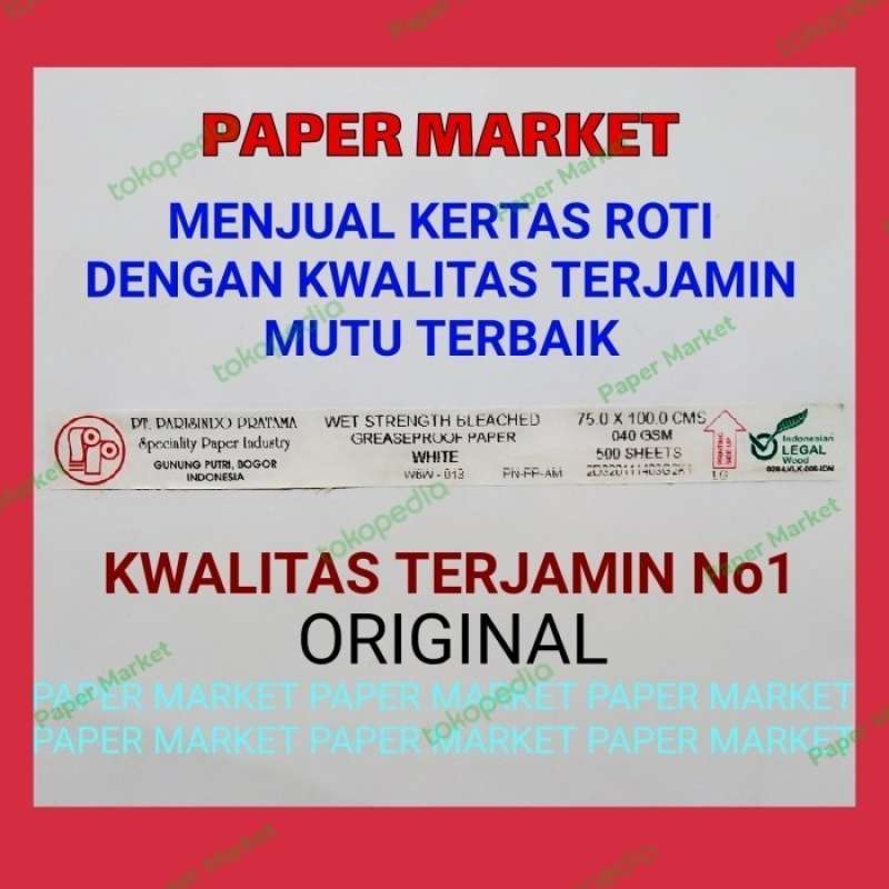 Promo Kertas Roti Putih Greaseproof Paper White 40 Gsm 20cm X 50cm ...