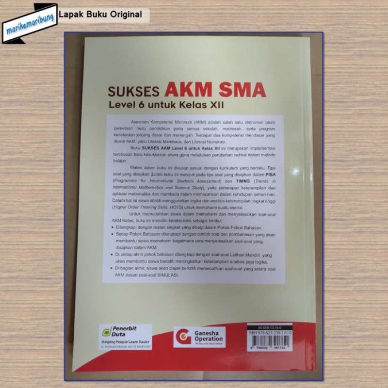 Promo Buku Akm Level 6 Untuk Kelas 12 Sma Ganesha Operation Diskon 23% Di Seller Pinglan Store ...
