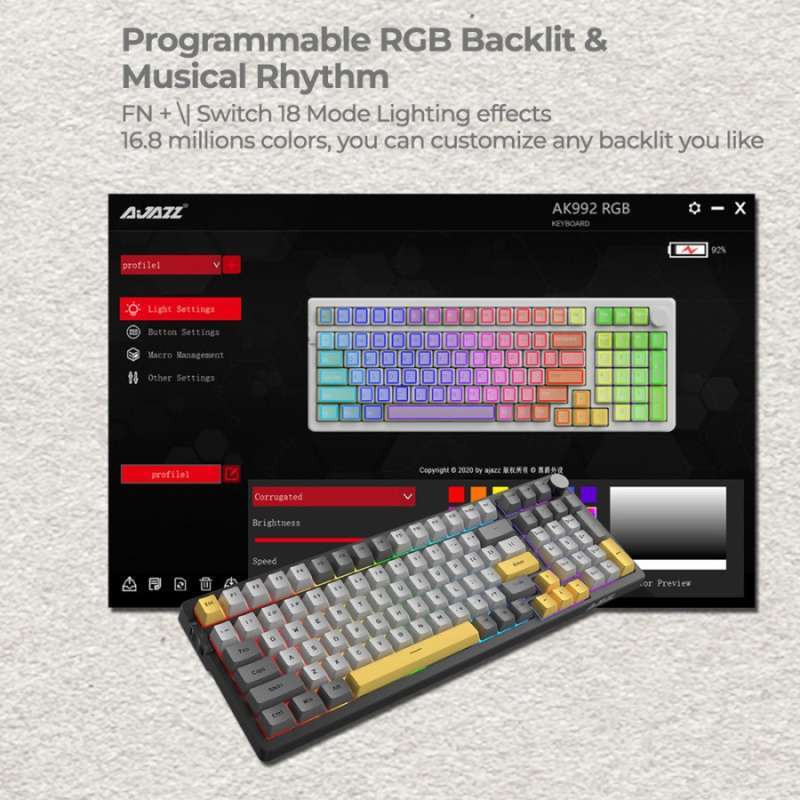 Jual Ajazz Ak992 Rgb 99 Keys Wireless Three-mode Hotswap Gasket Mechanical Keyboard Di Seller ...