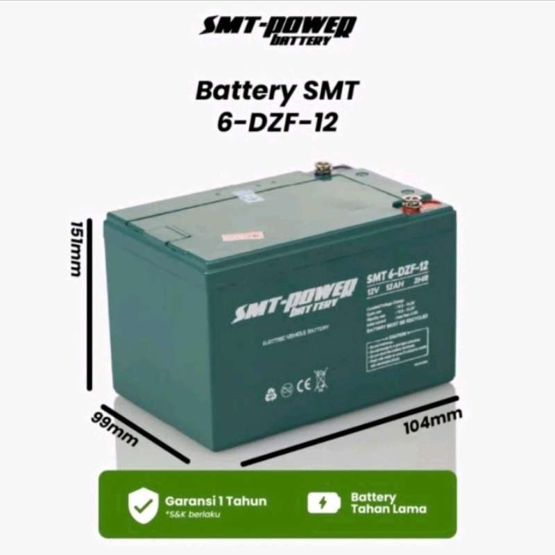 Jual Baterai Sepeda Listrik Atau Motor Listrik Smt Power 12v 12ah 12dzf ...