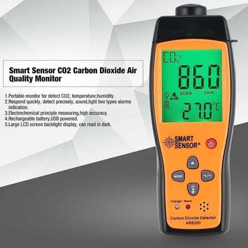 Jual Carbon Dioxide Co2 Detector Smart Sensor Ar8200 Tester Ar 8200 Ar ...