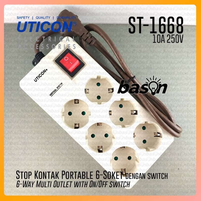 Promo Uticon Stop Kontak 6lubang Kotak 1.5m Arde - Power Extension ...