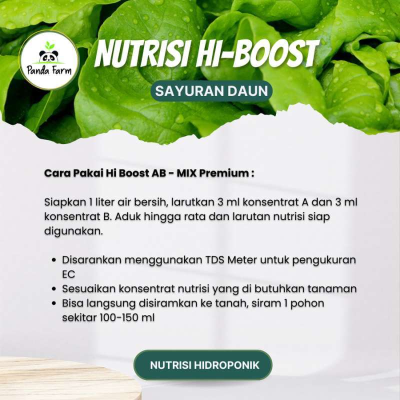 Promo Nutrisi Hidroponik Cair Ab Mix Daun Hi Boost - 250ml Diskon 28% ...