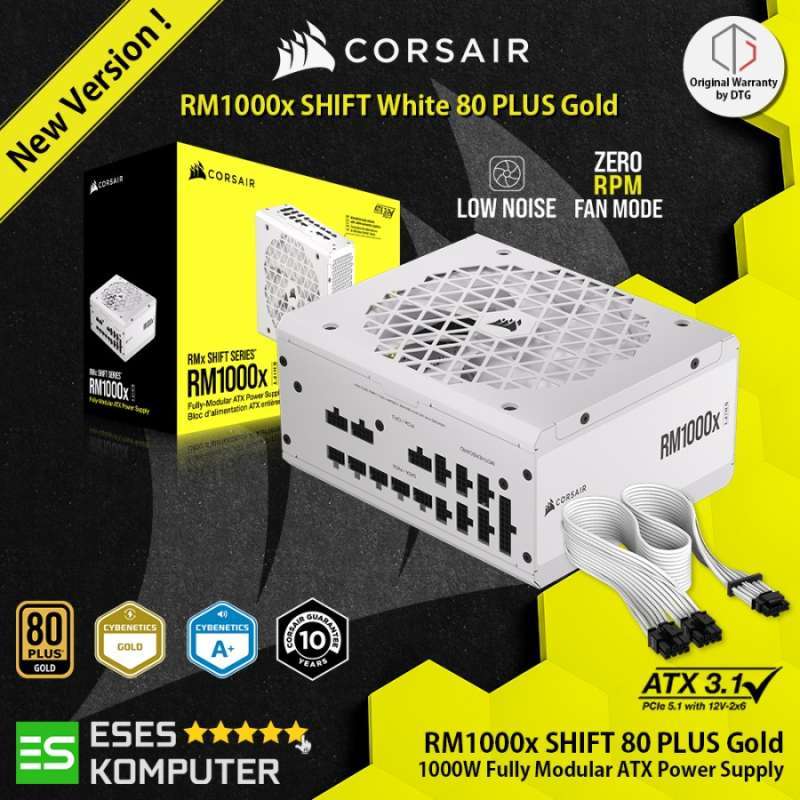 Jual Psu Corsair Rm1000x Shift White 1000w 80 Plus Gold Full Modular Side Cable Interface Di ...