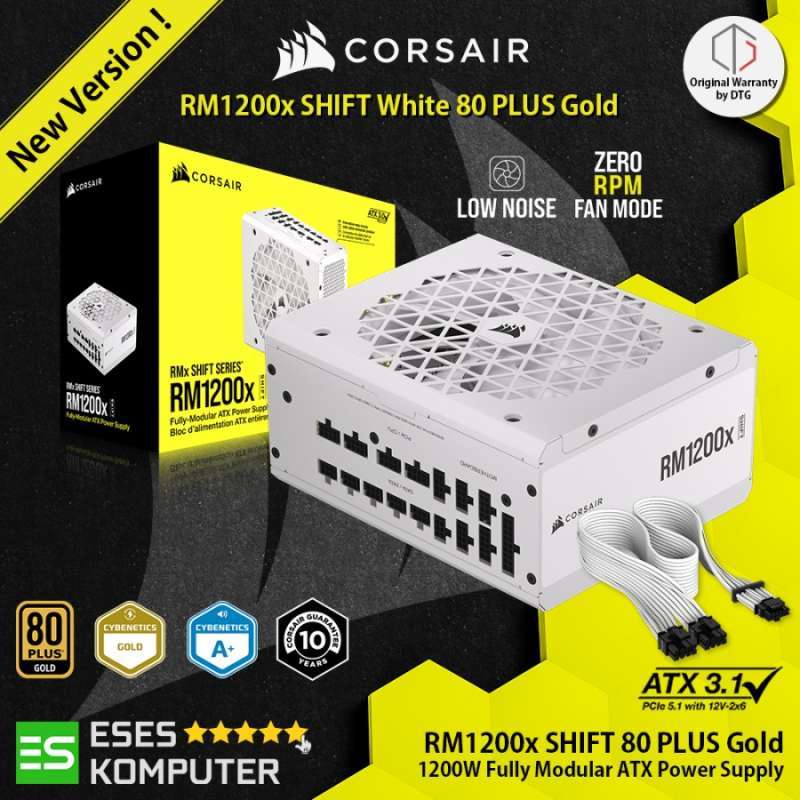 Jual Psu Corsair Rm1200x Shift White 1200w 80 Plus Gold Full Modular Side Cable Interface Di ...