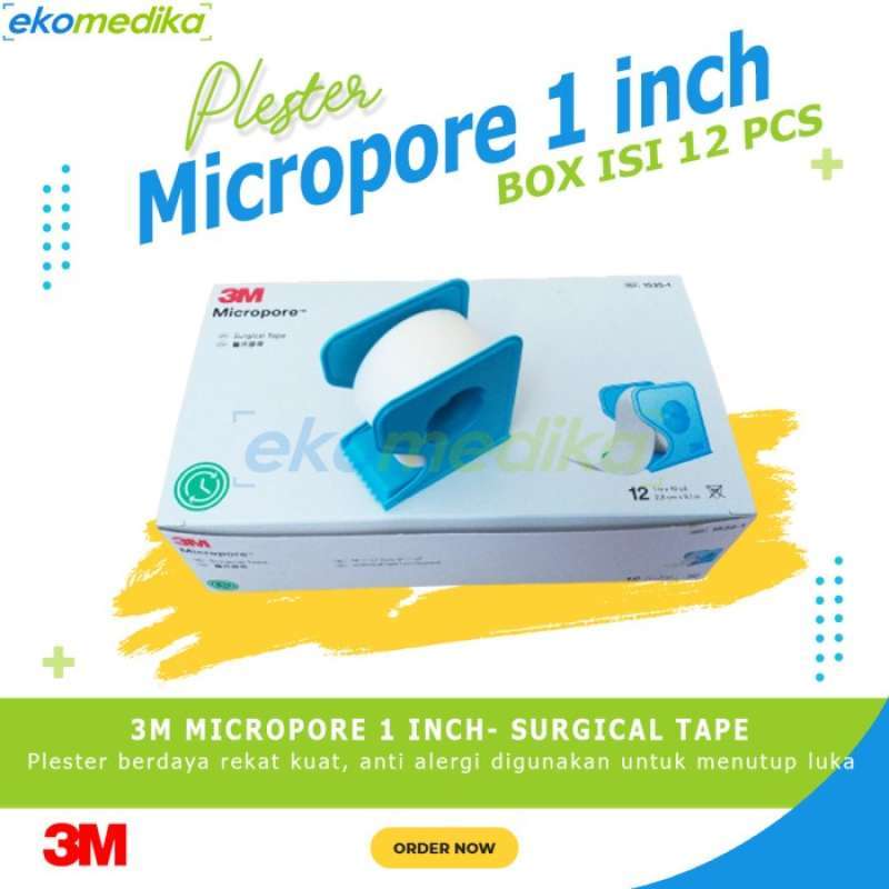 Promo 3m Micropore 1/2 1 2 Inch Surgical Tape Plester Putih 1 Inchi Per ...