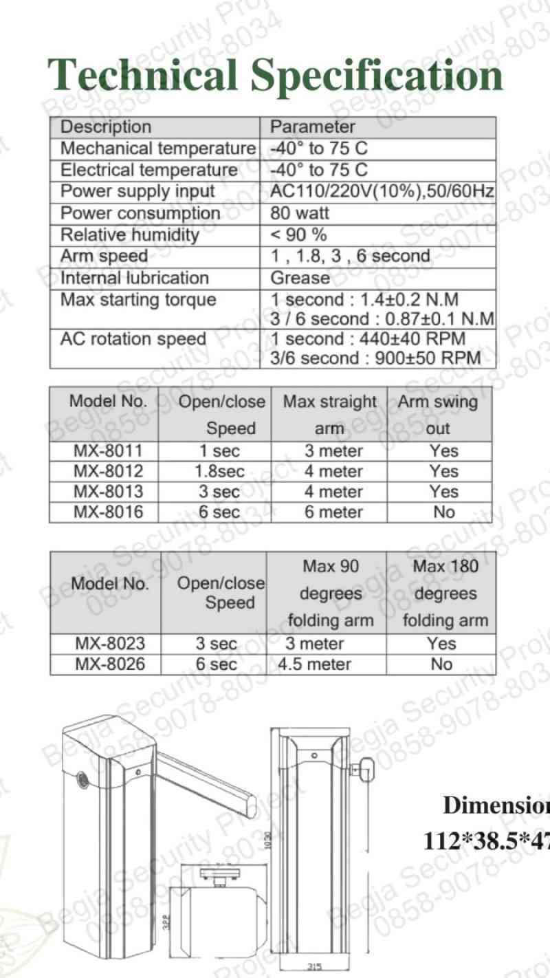 Jual Palang Parkir/ Barrier Gate/ Palang Otomatis Mx-80 Include ...