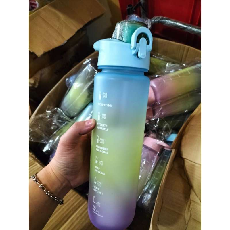 Jual Botol Minum 1 Liter/botol Minum Rainbow/botol Minum Viral 1 Liter ...