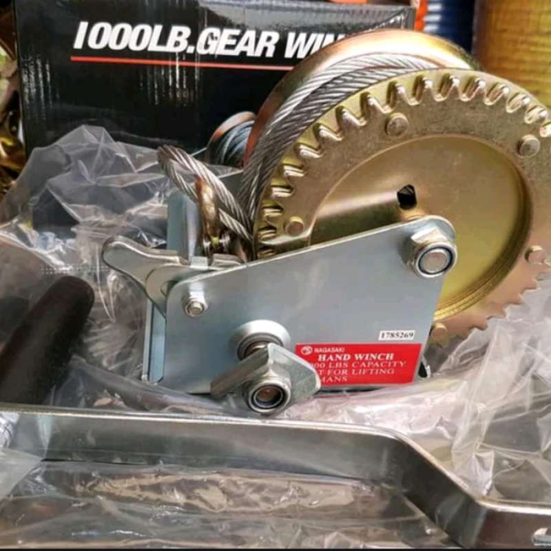 Promo Katrol Manual 1000lb Wire Rope Gear Winch 500 Kg Diskon 23% Di ...
