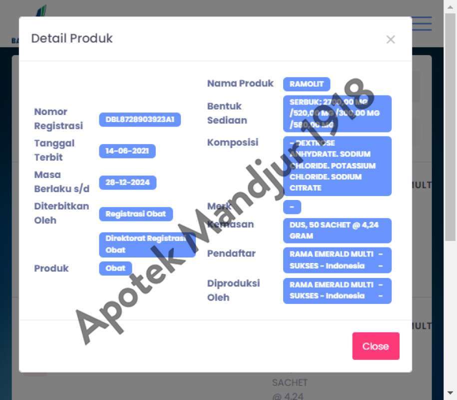 Jual Ramolit 4.24 G Sachet - Menggantikan Cairan Tubuh Di Seller Apotek ...
