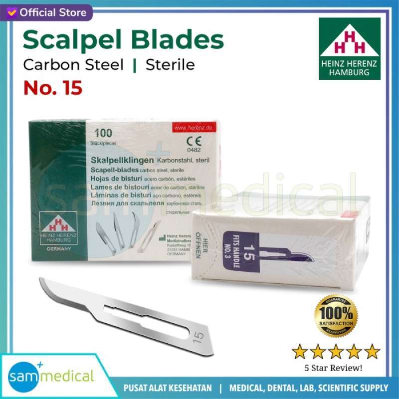 Jual Heinz Herenz Bisturi Steril Surgical Blade / Scalpel Blade No. 15 ...
