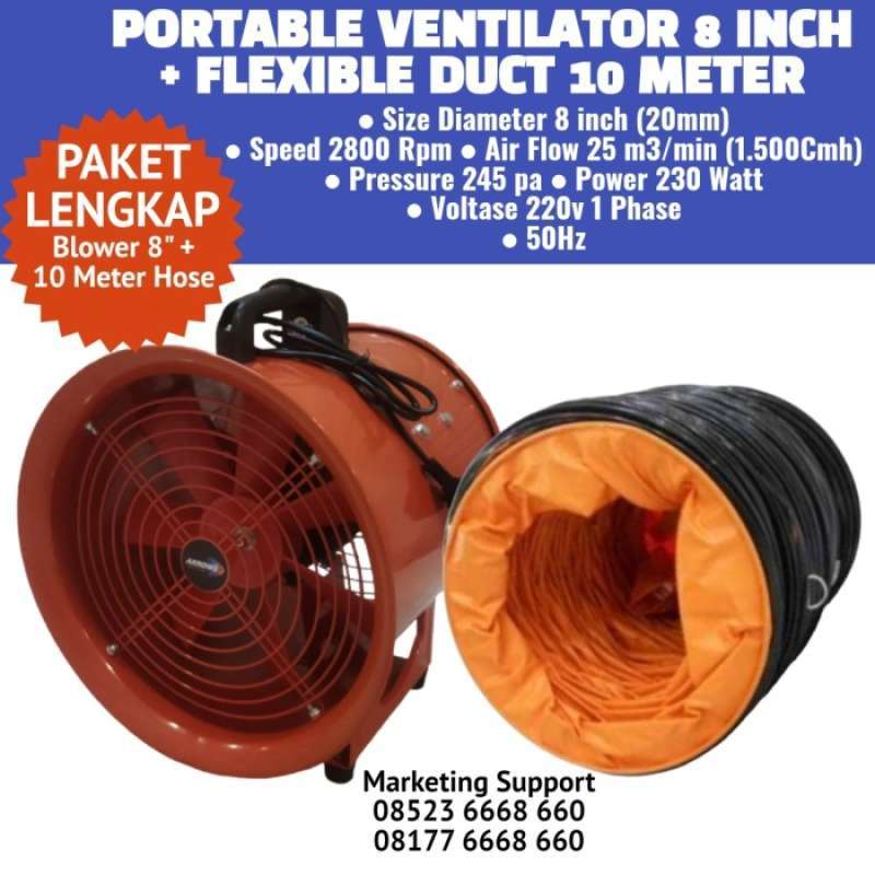 Promo Jual Paket Axial Portable Ventilator Blower 8 Inch + Duct Hose ...